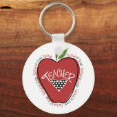 First Grade Teacher Red Apple Keychain | Zazzle