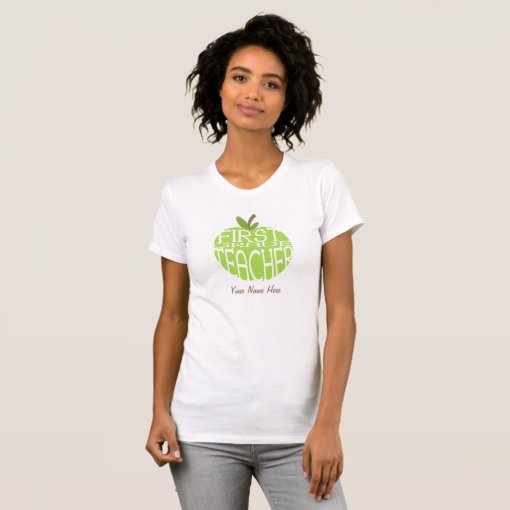 First Grade Teacher T Shirt - Green Apple | Zazzle