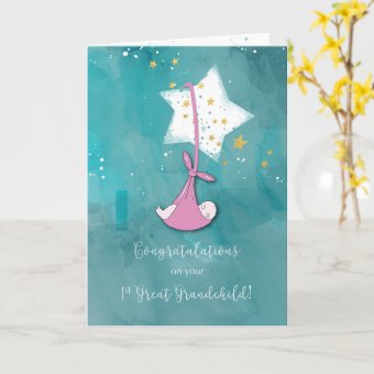 First Great Granddaughter Congrats, Baby in Stars Card | Zazzle