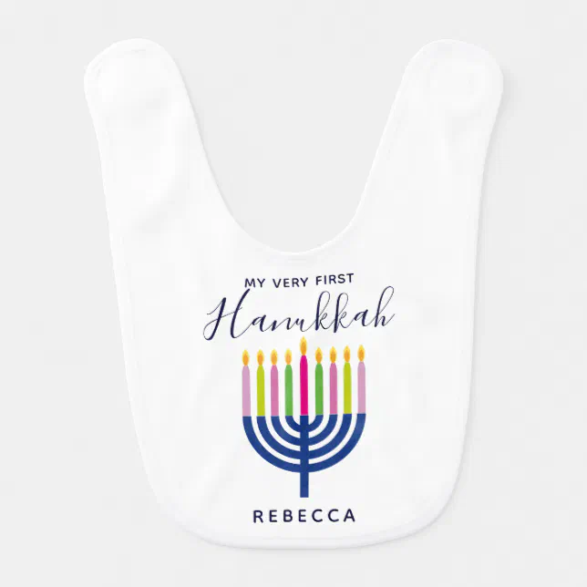 First Hanukkah Menorah Baby Bib | Zazzle