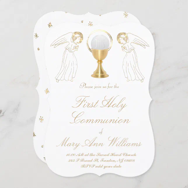 First Holy Communion angels Invitation | Zazzle