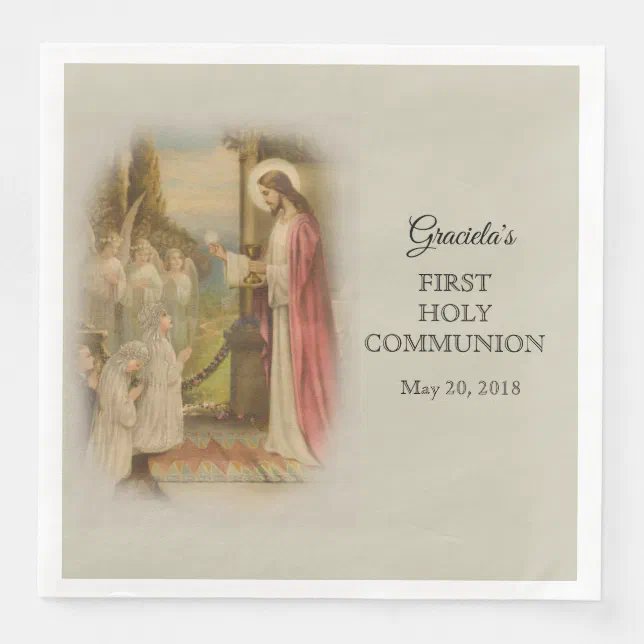 First Holy Communion Catholic Child Jesus Host Paper Dinner Napkins ...
