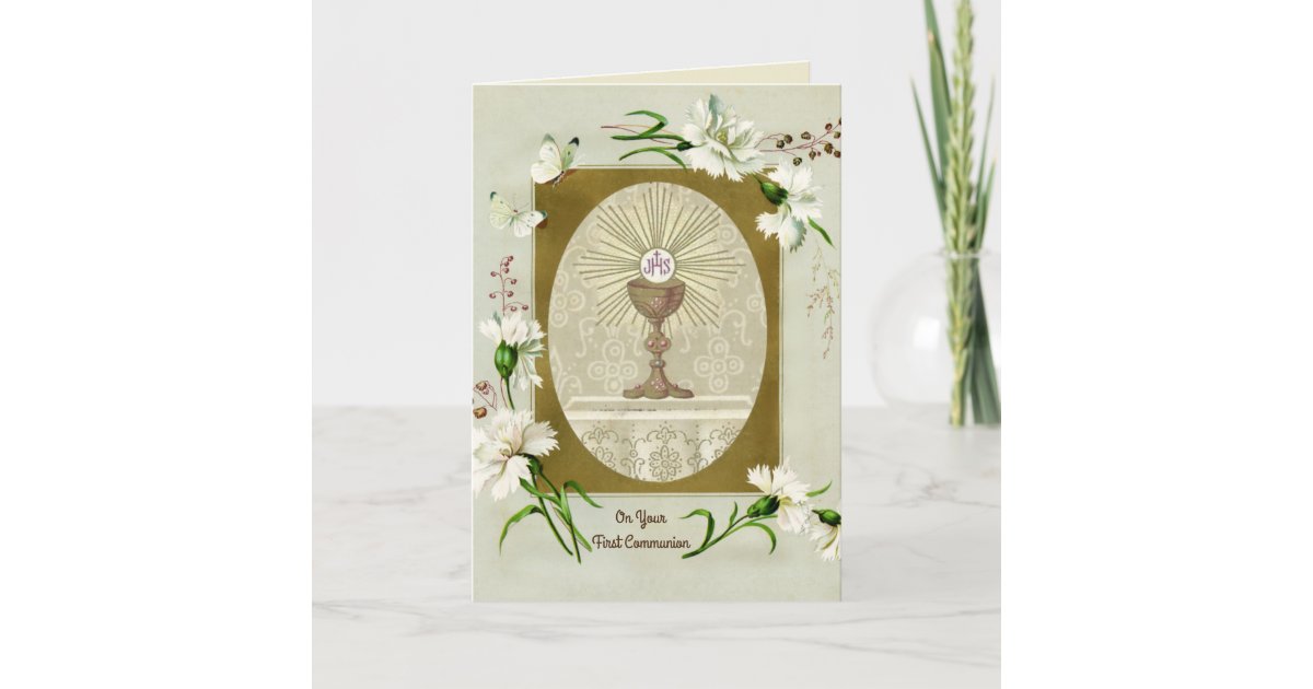 First Holy Communion Catholic Traditional Card | Zazzle