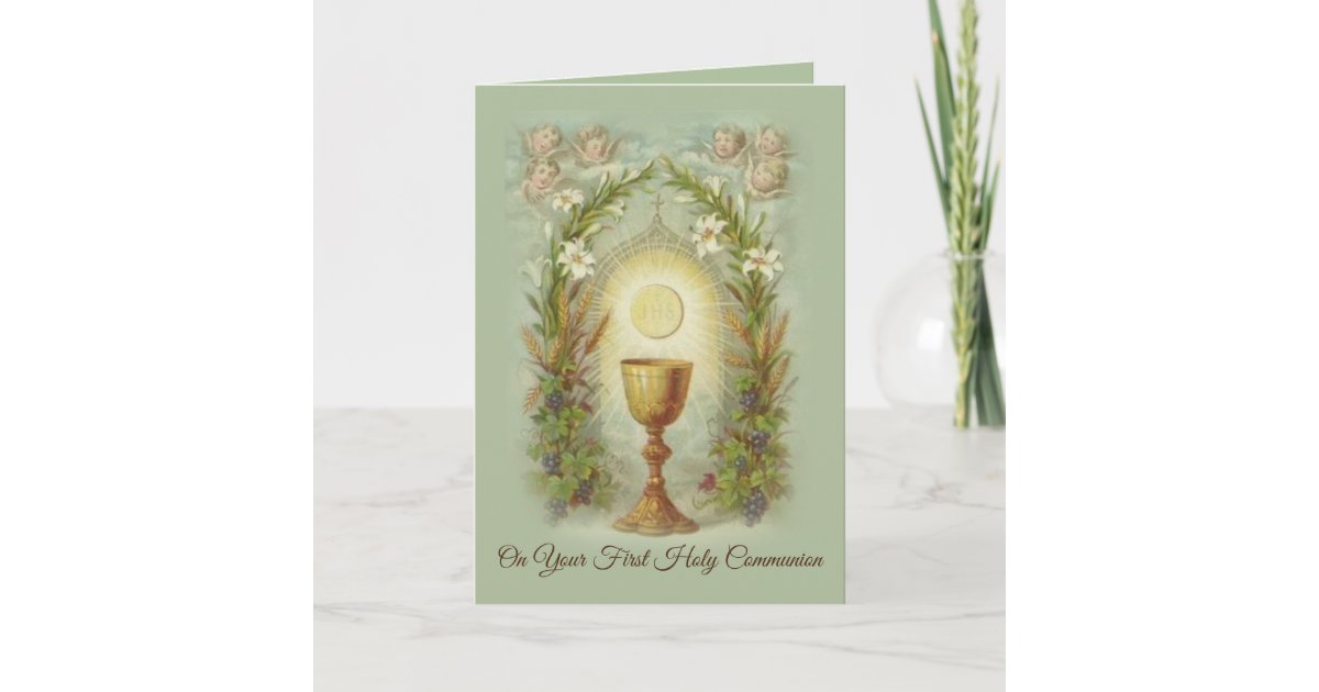 First Holy Communion Catholic Traditional Card | Zazzle
