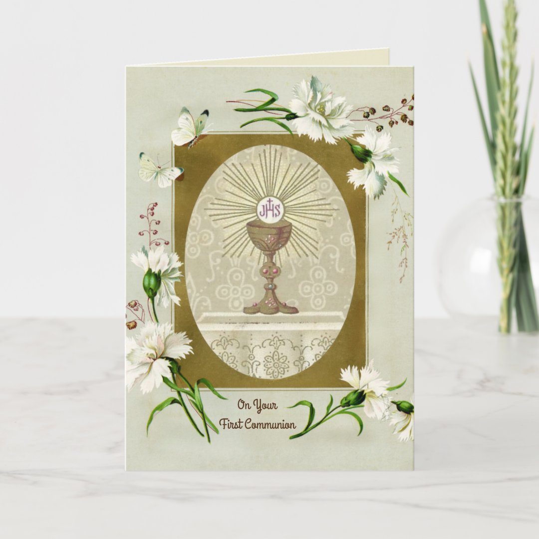 First Holy Communion Catholic Traditional Card | Zazzle