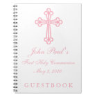 Modern First Holy Communion in Pink Guest Book | Zazzle.com