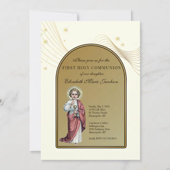 First Holy Communion Elegant Jesus Invitation | Zazzle