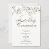 First Holy Communion Elegant White Blossom Floral Save The Date | Zazzle