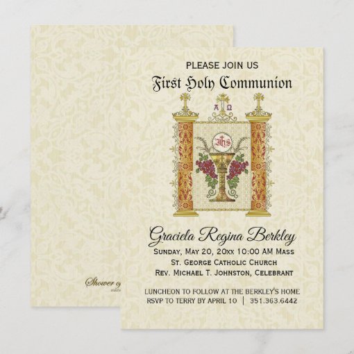 First Holy Communion Eucharist Chalice Invitation | Zazzle