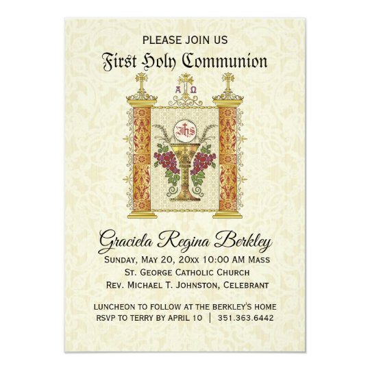 First Holy Communion Eucharist Chalice Invitation | Zazzle.com