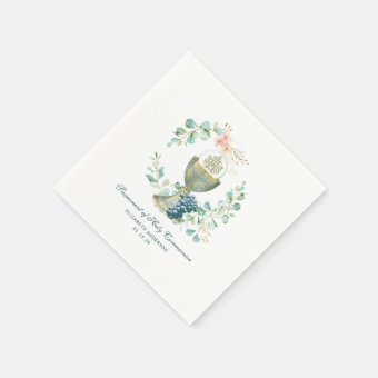 First Holy Communion Eucharist Floral Chalice Host Napkins | Zazzle