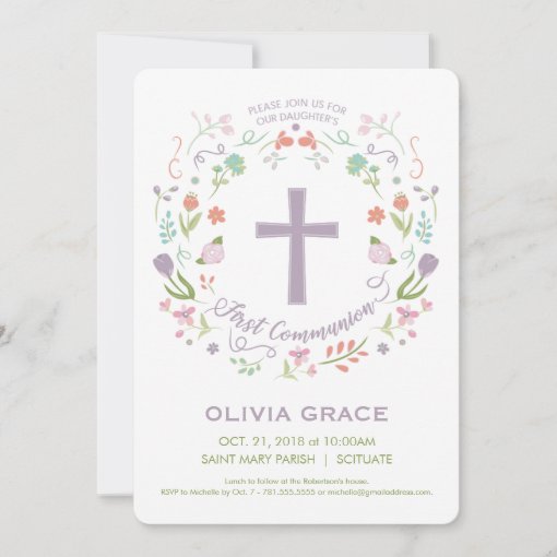 First Holy Communion, Girl's Custom Invitation | Zazzle