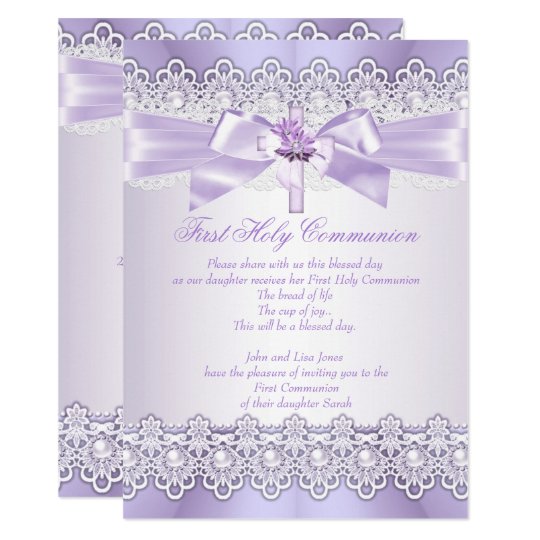 First Holy Communion Girls Lilac Lavender Purple Invitation | Zazzle.com