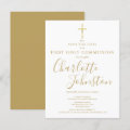 First Holy Communion Gold Signature Save The Date Announcement Postcard ...