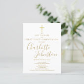 First Holy Communion Gold Signature Save The Date Announcement Postcard ...