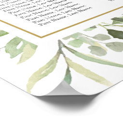 First Holy Communion Greenery Gold Seating Chart | Zazzle