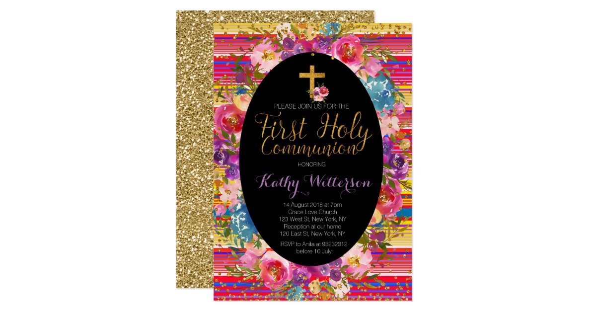 First Holy Communion Invitation Colorful Fiesta | Zazzle.com