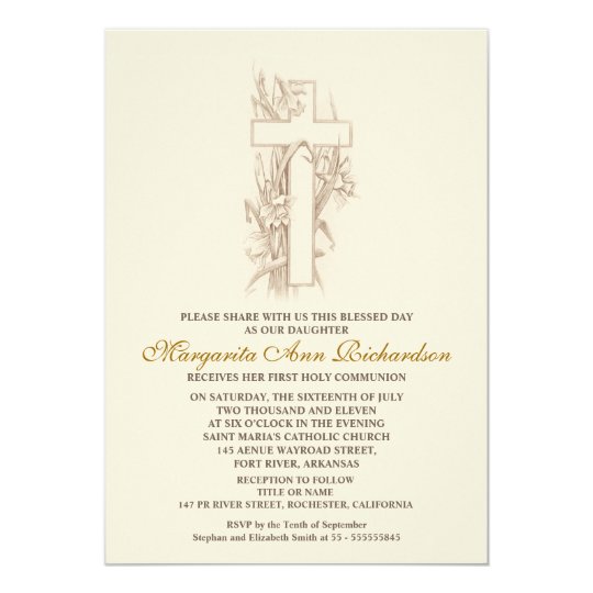 First Holy Communion Invitation - elegant cross | Zazzle.com