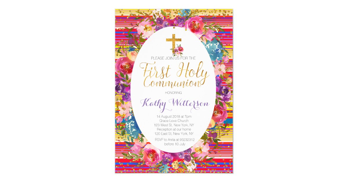 First Holy Communion Invitation Fiesta | Zazzle.com