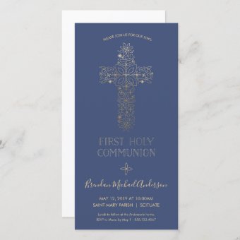 First Holy Communion Invitation - Gold, Elegant | Zazzle