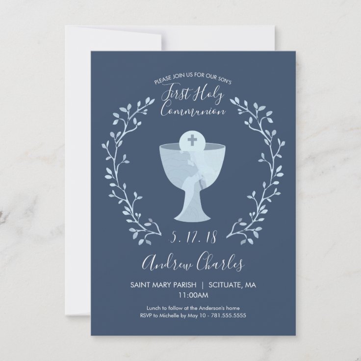 First Holy Communion Invite, Boy's 1st Communion Invitation | Zazzle