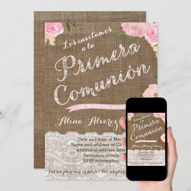 First Holy Communion Invites in Spanish for Girl | Zazzle