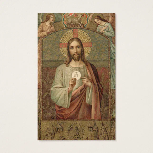 FIRST HOLY COMMUNION JESUS ANGELS HOLY CARD | Zazzle