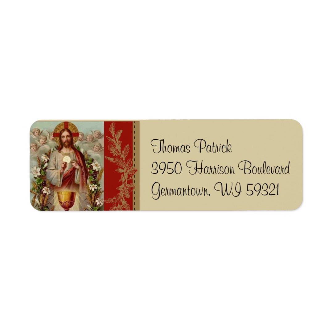 First Holy Communion Jesus Eucharist Traditional Label | Zazzle