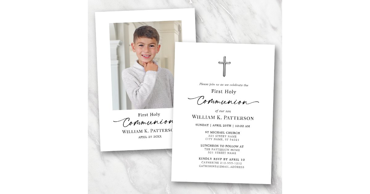First Holy Communion Modern Photo Invitation | Zazzle