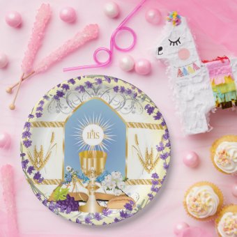 First Holy Communion Paper Plates | Zazzle