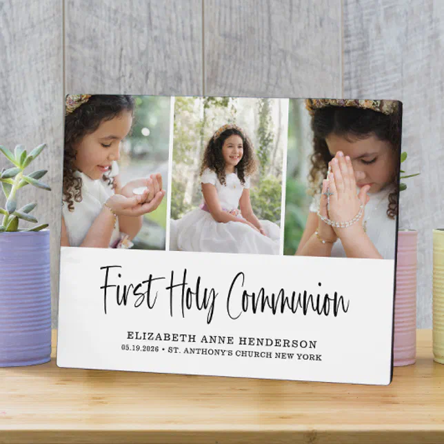 First Holy Communion Photo Collage Plaque | Zazzle