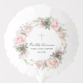 First Holy Communion Pink Rose Floral Cross Balloon | Zazzle