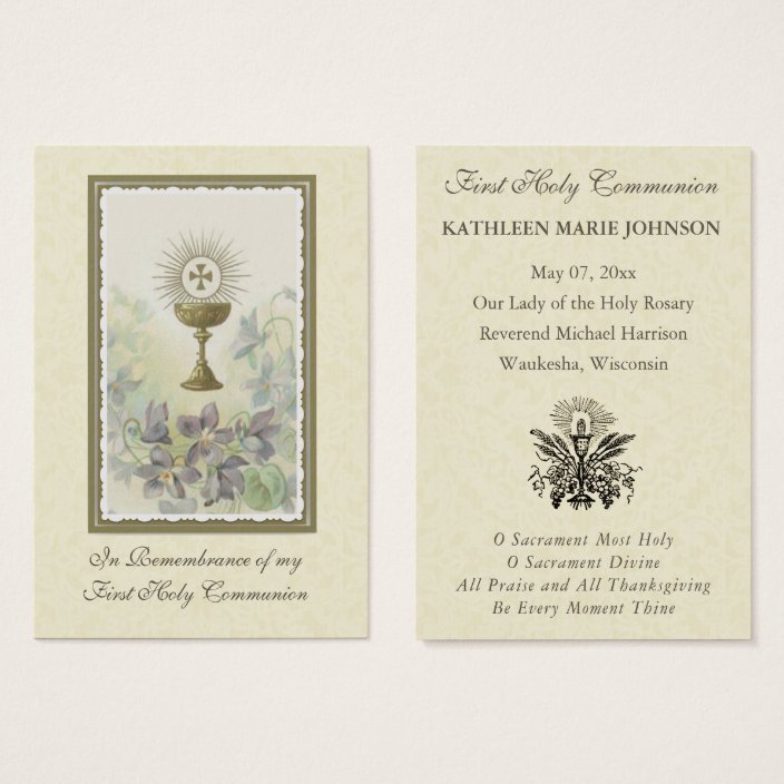 First Holy Communion Remembrance Holy Card | Zazzle.com