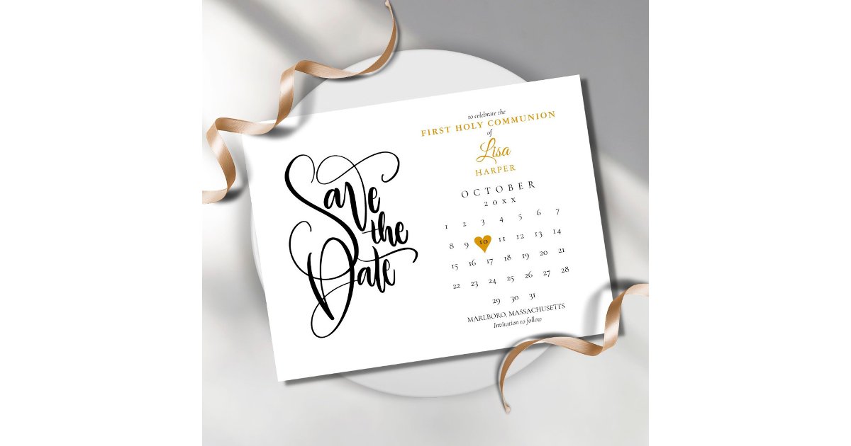 First Holy Communion Save the Date Calendar Announcement Postcard | Zazzle