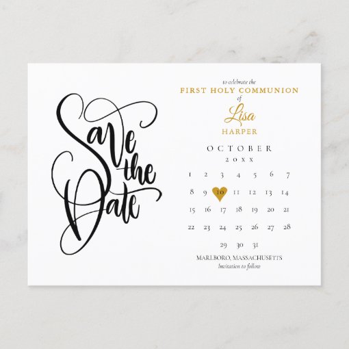 First Holy Communion Save the Date Calendar Photo Announcement Postcard ...
