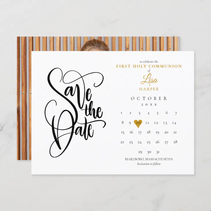 First Holy Communion Save the Date Calendar Photo Announcement Postcard ...