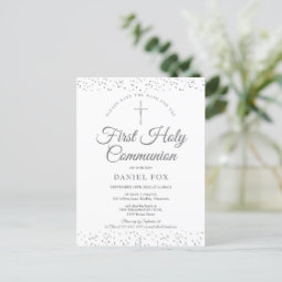 First Holy Communion Silver Stardust Save The Date Announcement ...