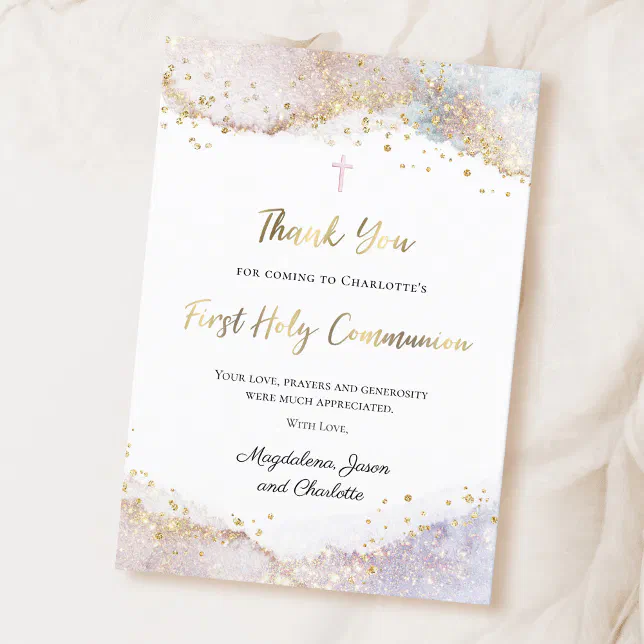 First Holy Communion thank you card | Zazzle