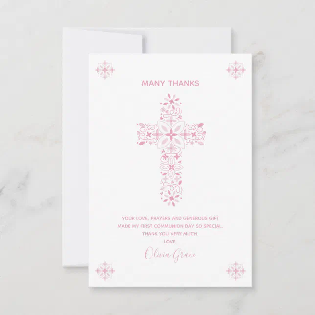 First Holy Communion Thank You Card - Custom Note | Zazzle