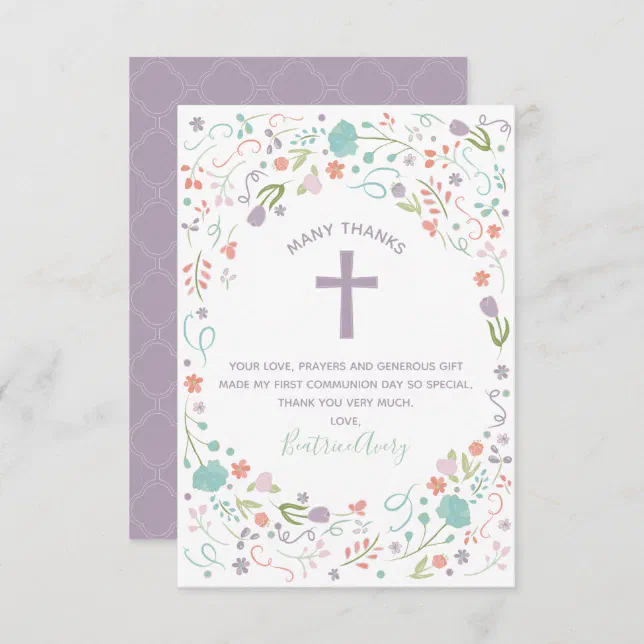 First Holy Communion Thank You Note Card , Custom | Zazzle
