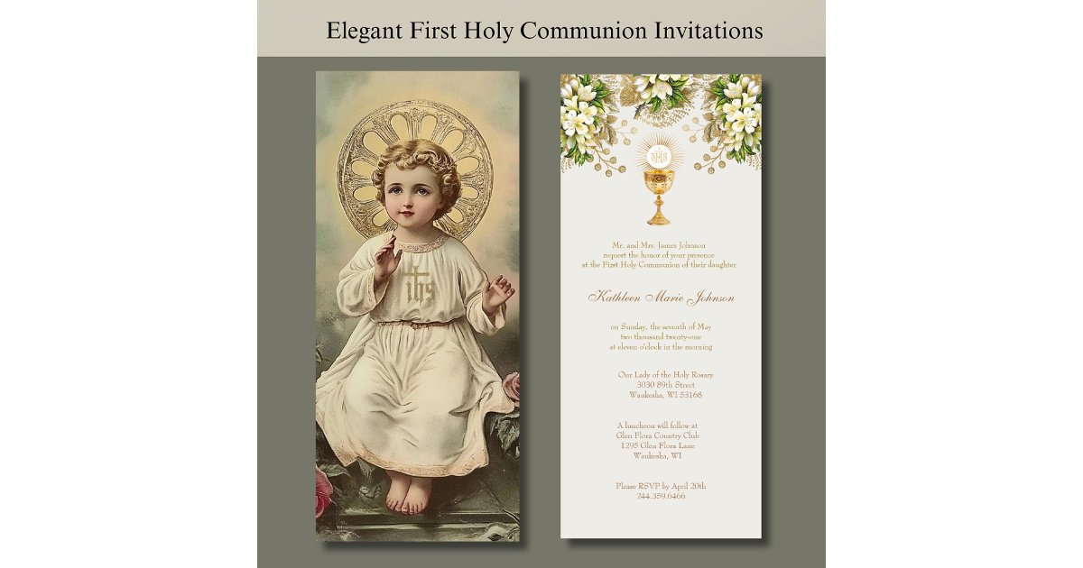 First Holy Communion Vintage Child Jesus Invitation | Zazzle