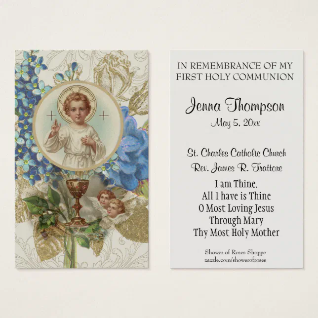 FIRST HOLY COMMUNION VINTAGE PRAYER HOLY CARD | Zazzle