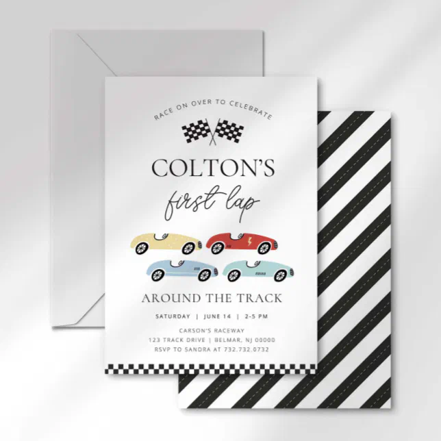 First Lap Around the Track Birthday Invitation | Zazzle