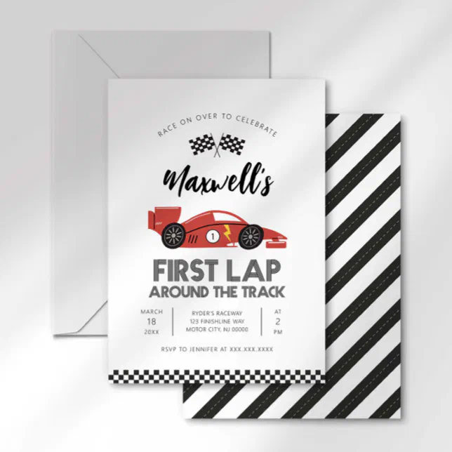 First Lap Around the Track Birthday Invitation | Zazzle