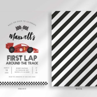 First Lap Around the Track Birthday Invitation | Zazzle