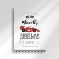 First Lap Around the Track Birthday Invitation | Zazzle