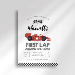 First Lap Around the Track Birthday Invitation | Zazzle