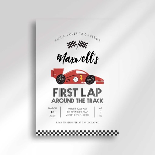 First Lap Around the Track Birthday Invitation | Zazzle