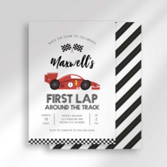 First Lap Around the Track Birthday Invitation | Zazzle