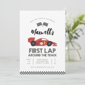 First Lap Around the Track Birthday Invitation | Zazzle